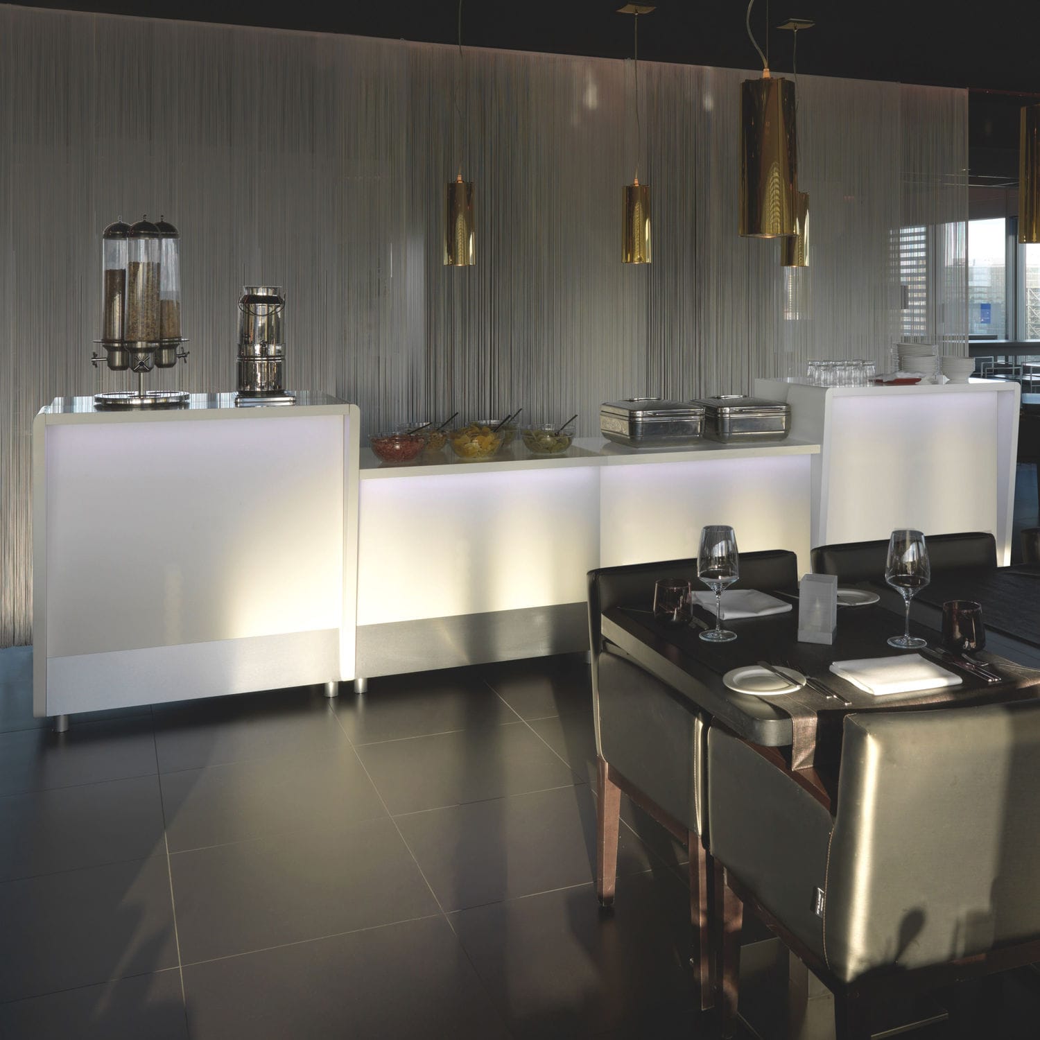 Illuminated counter - MODULAR - MOREE - bar / wooden / upright