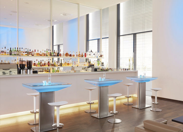 Contemporary high bar table - STUDIO 105 - MOREE - brushed stainless ...