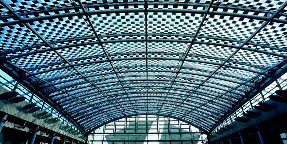 Curved roof system / metal profile / Texlon® ETFE / commercial - FESTO ...