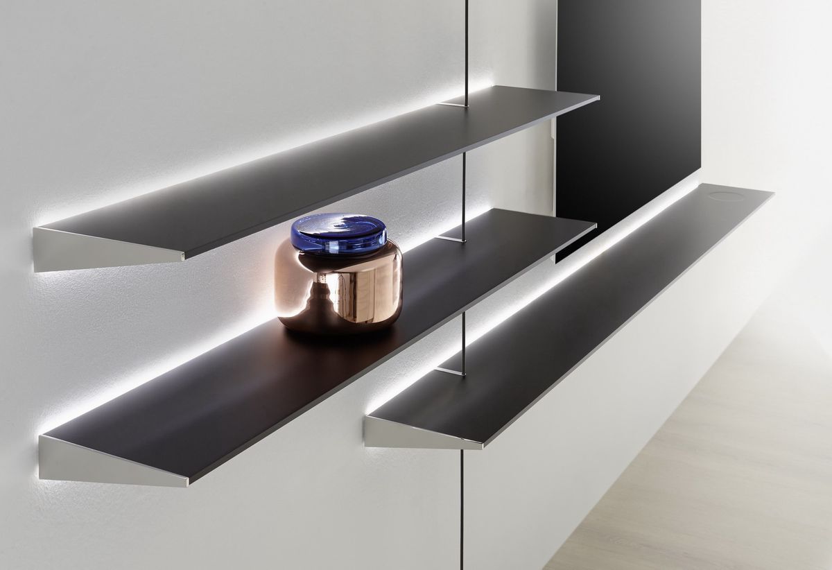 Wall-mounted shelving system - RAY - YOMEI - contemporary / metal / MDF