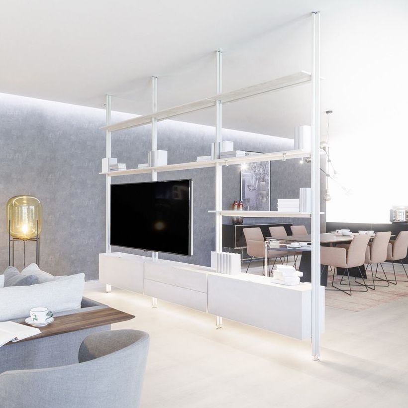 Contemporary TV wall unit - magic matrix - YOMEI - stainless steel ...