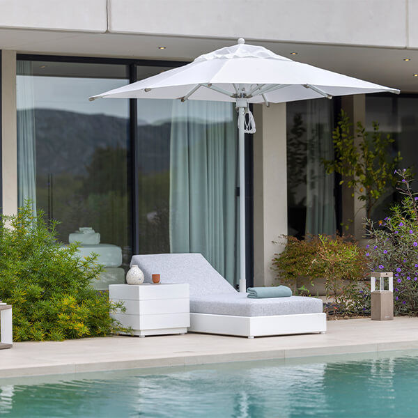 Contemporary sun lounger - RANCHO - LES JARDINS - fabric / aluminum ...