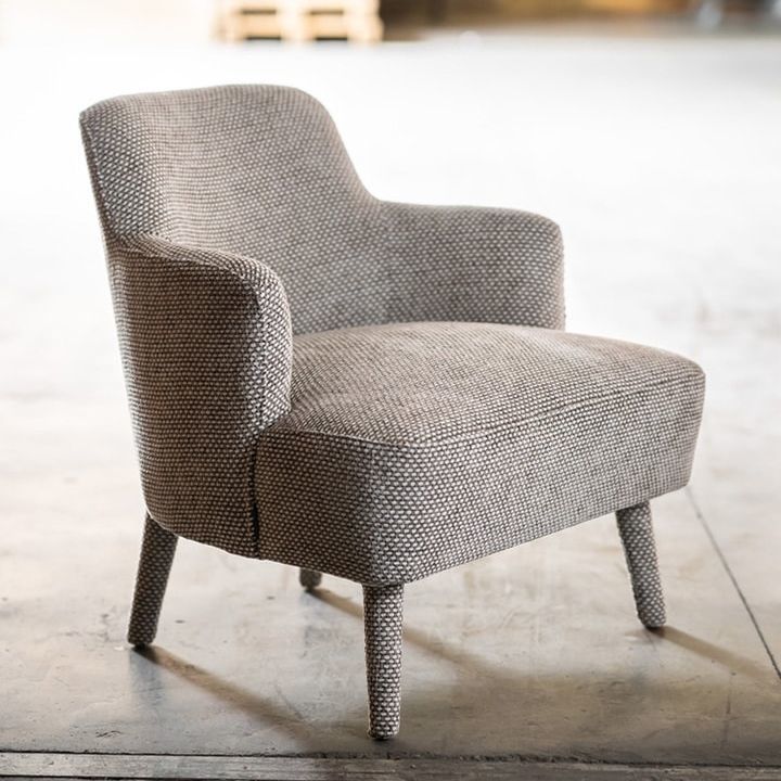 Contemporary armchair - Victor - PH Collection - fabric / solid wood / gray