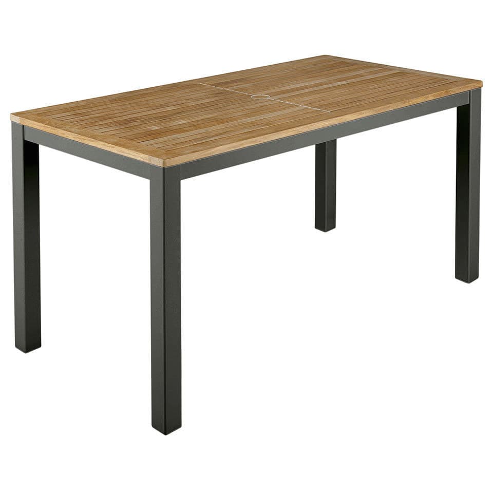 Contemporary dining table - Aura Narrow - Barlow Tyrie - teak / aluminum base / rectangular