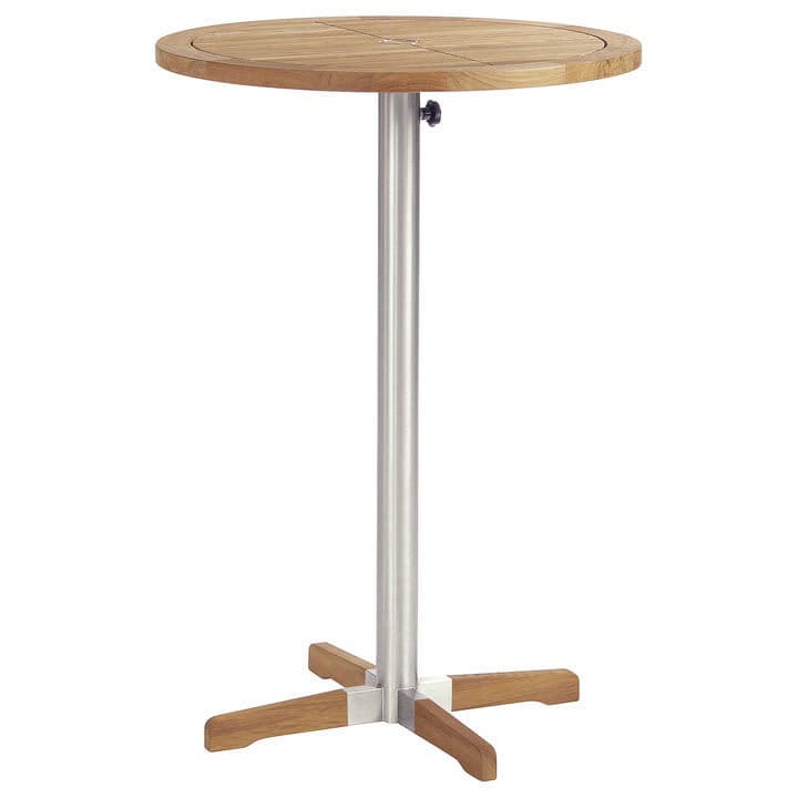 Contemporary high bar table - Equinox - Barlow Tyrie - teak / stainless ...