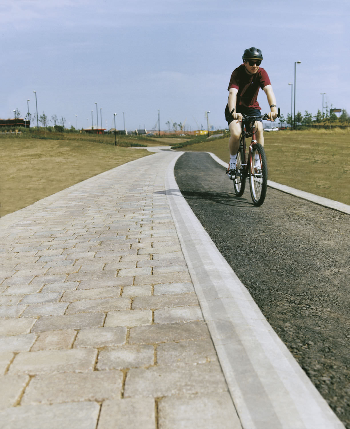 Sidewalk mountable curb - CYCLEWAY - Marshalls plc - engineered stone ...