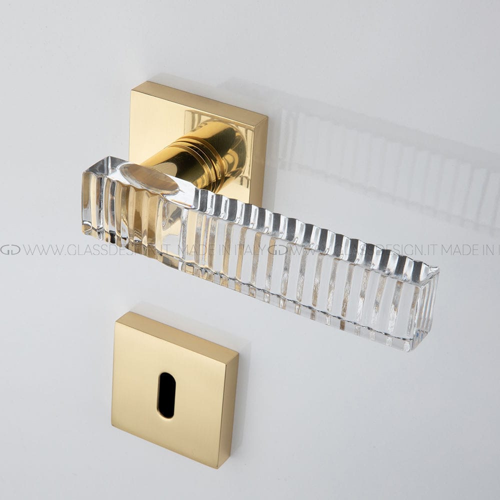 Door handle - Kos Home - GLASS DESIGN Srl - brass / crystal / contemporary