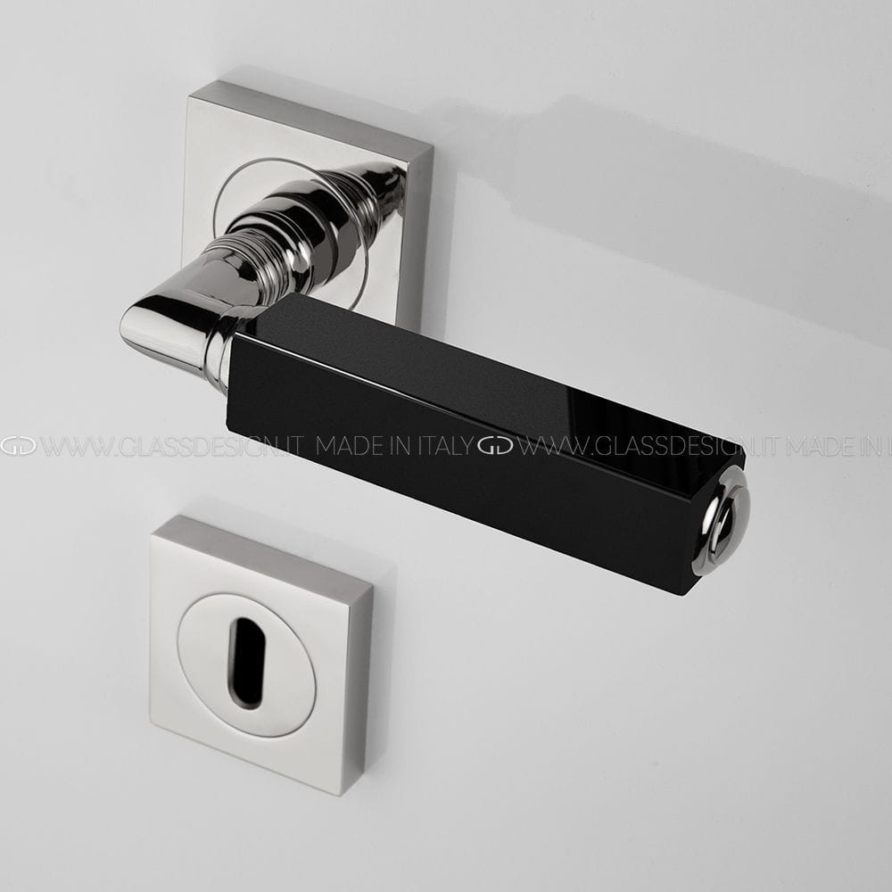 Door handle - Cube - GLASS DESIGN Srl - brass / crystal / contemporary