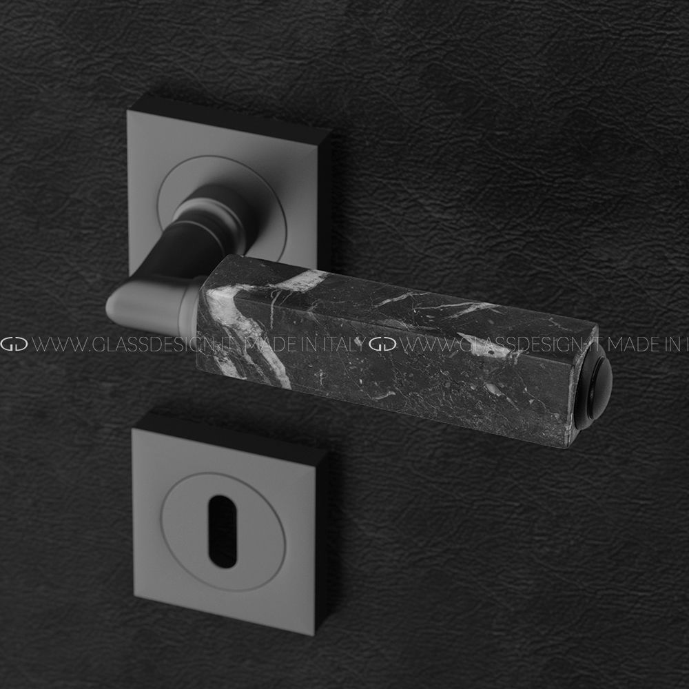 Door handle - Cube - GLASS DESIGN Srl - brass / marble / contemporary