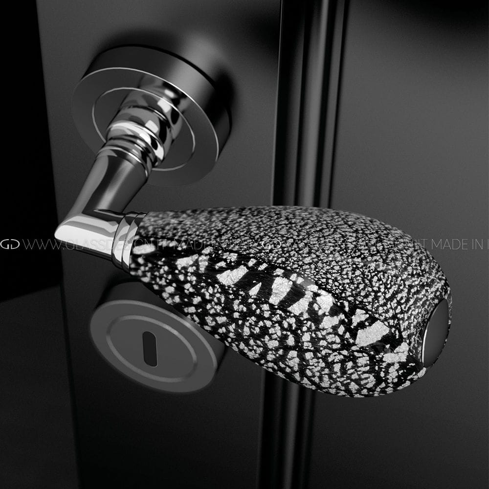 Door handle - Goccia Black/Silver - GLASS DESIGN Srl - brass / Murano ...