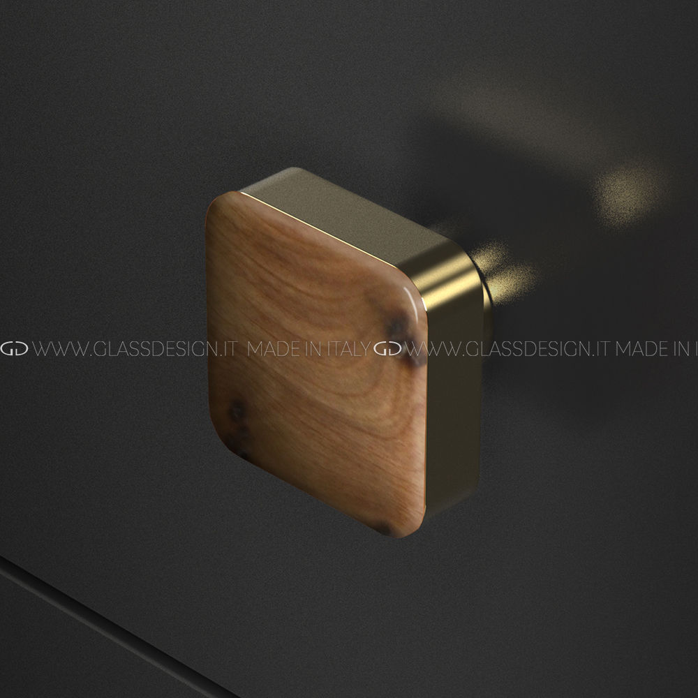 Contemporary furniture knob - Wood - GLASS DESIGN Srl - brass / wooden