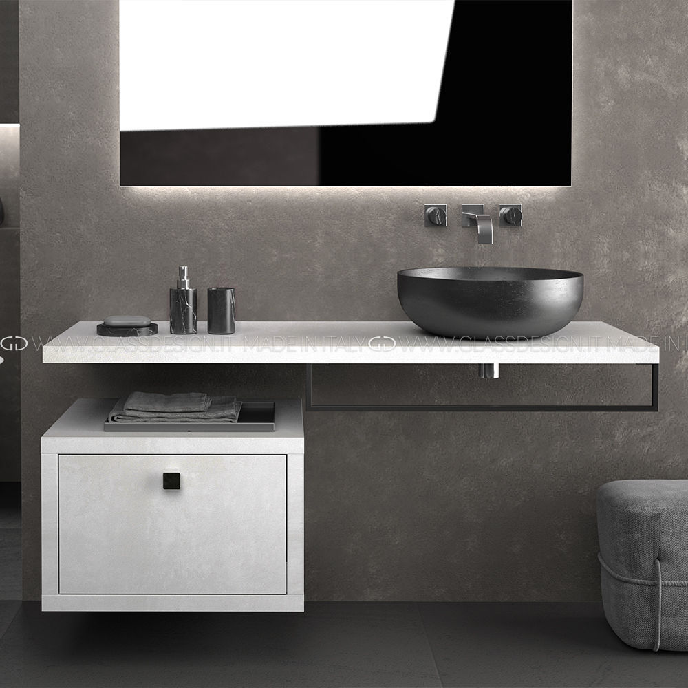 Wooden vanity top - Themis - GLASS DESIGN Srl - with towel rack