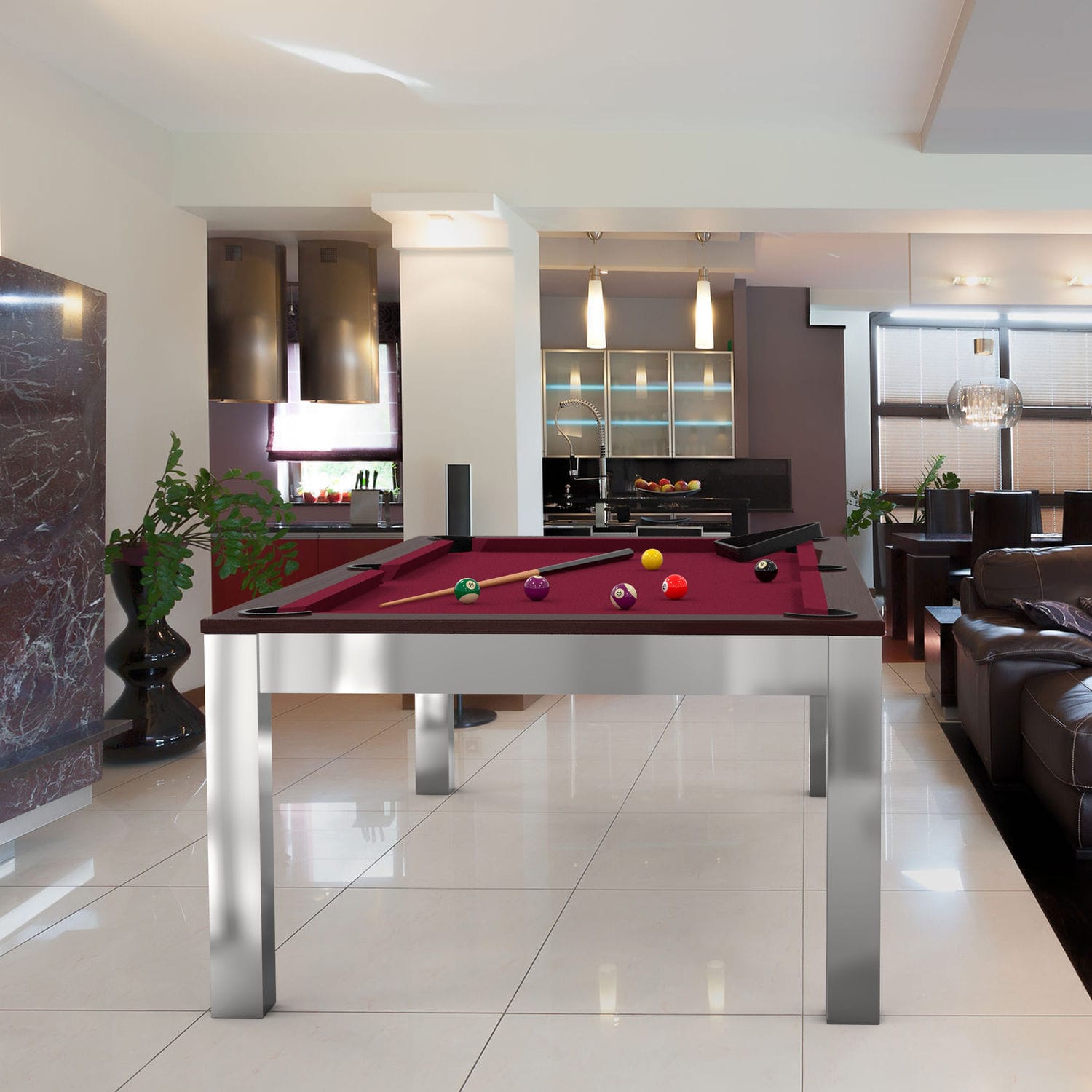 Contemporary pool table - STEEL-TENDANCE - EUROBILLARDS - home / oak ...