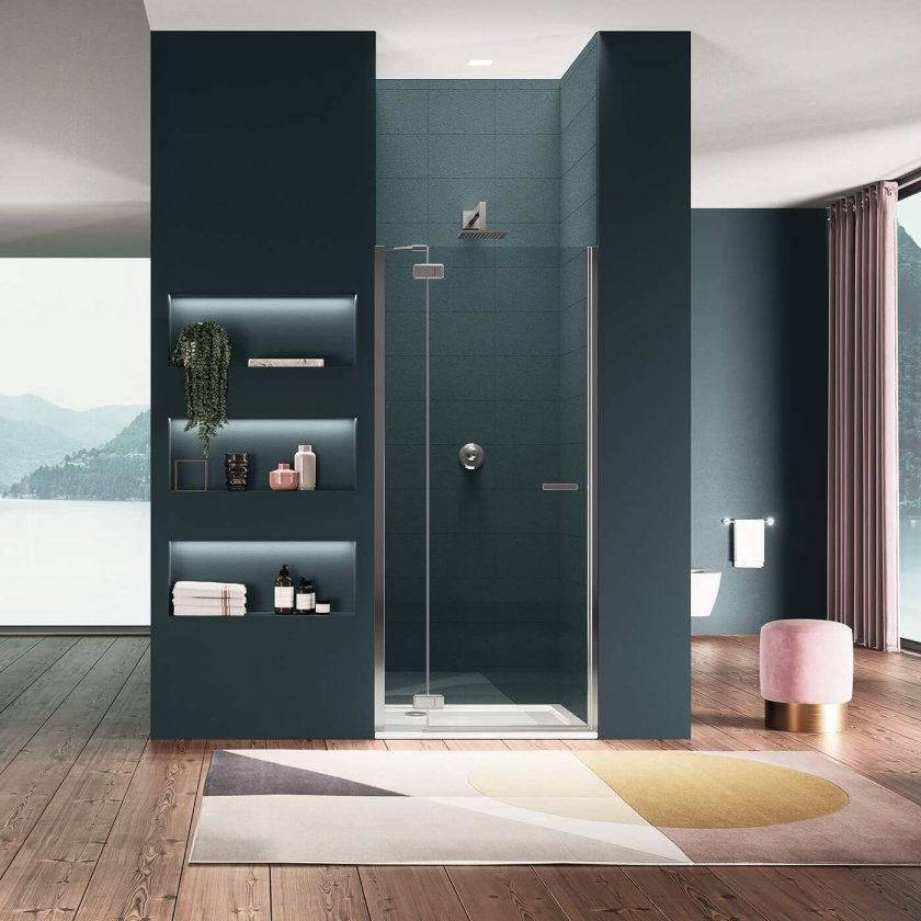 Swing shower screen - GR-TN2 L - DUKA - tempered glass / custom-made