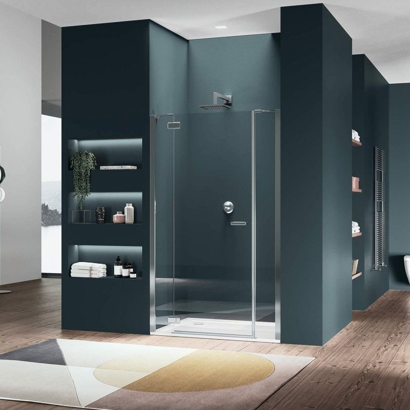 Swing shower screen - GR-TN3 L - DUKA - tempered glass