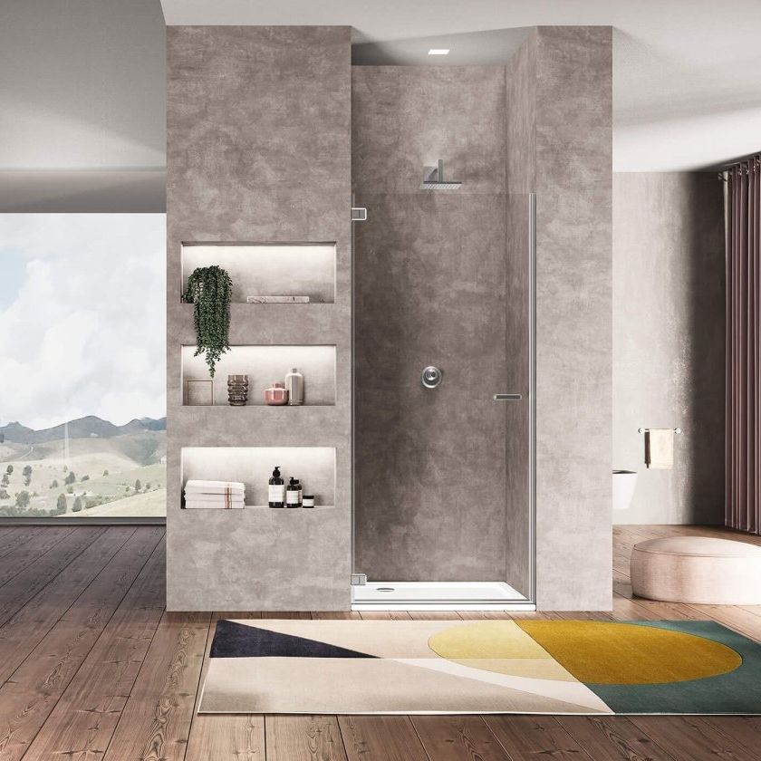 Swing shower screen - G0-TN1 L - DUKA - tempered glass / custom-made