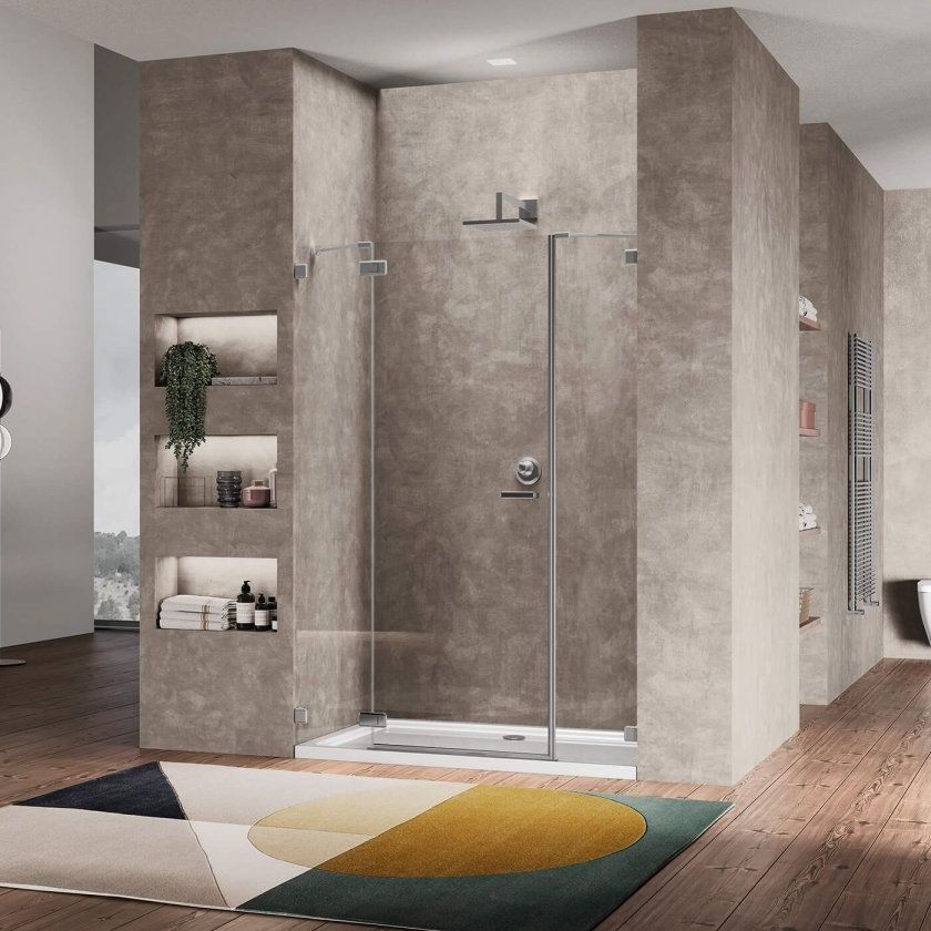 Swing shower screen - G0-TN3 L - DUKA - tempered glass / custom