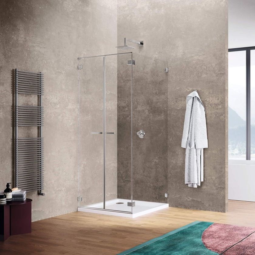 Swing shower screen - G0-PTW L - DUKA - tempered glass