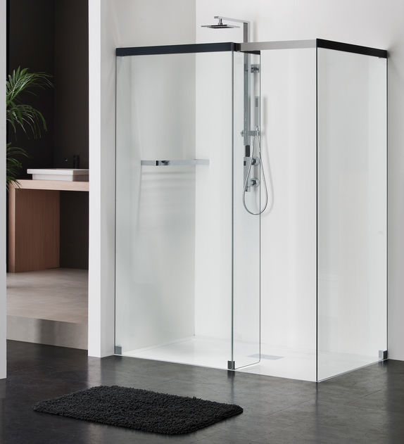 Walk-in shower - LIBERO 5000: FQW2 L , FQS L - DUKA - glass / rectangular