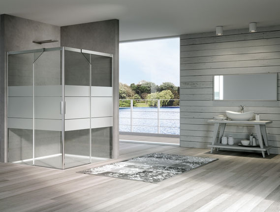 Sliding shower screen - ACQUA R 5000: QE 2 - DUKA - corner