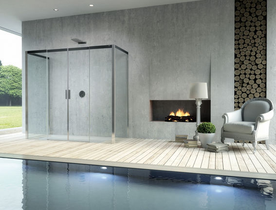 Walk-in shower - ACQUA R 5000 - DUKA - glass / with hinged door ...