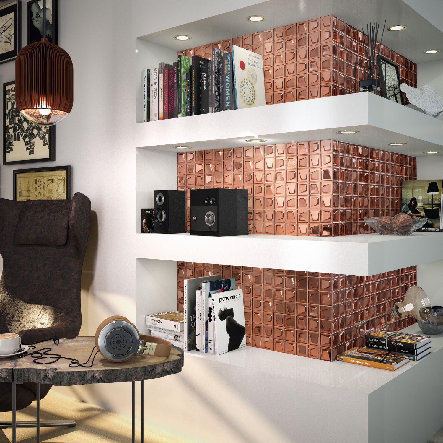 Glass mosaic tile - CINEMA - DUNE - 3D / indoor / wall