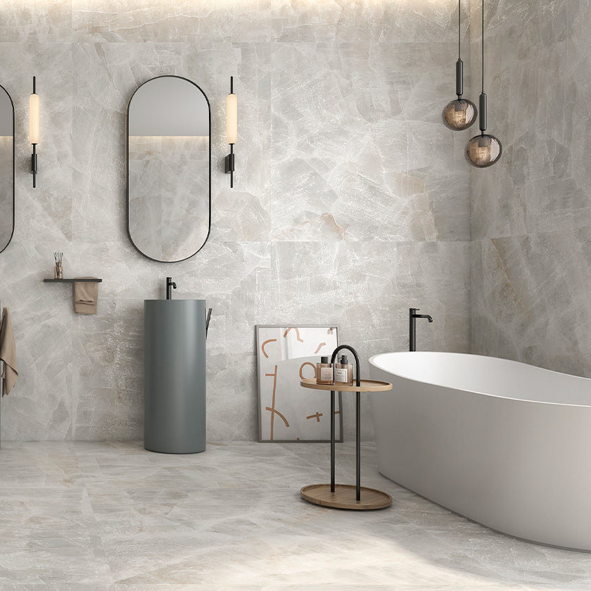Porcelain stoneware tile - FROZEN - GEOTILES - polished / indoor / bathroom