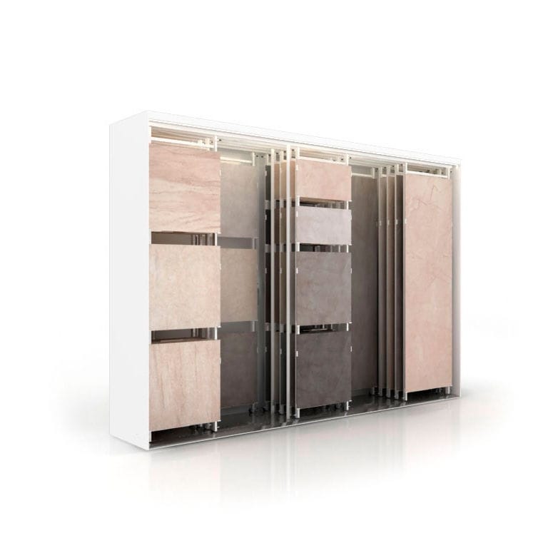 Wooden tile display rack - COMPOSITION 120 - INSCA - panel / backlit ...