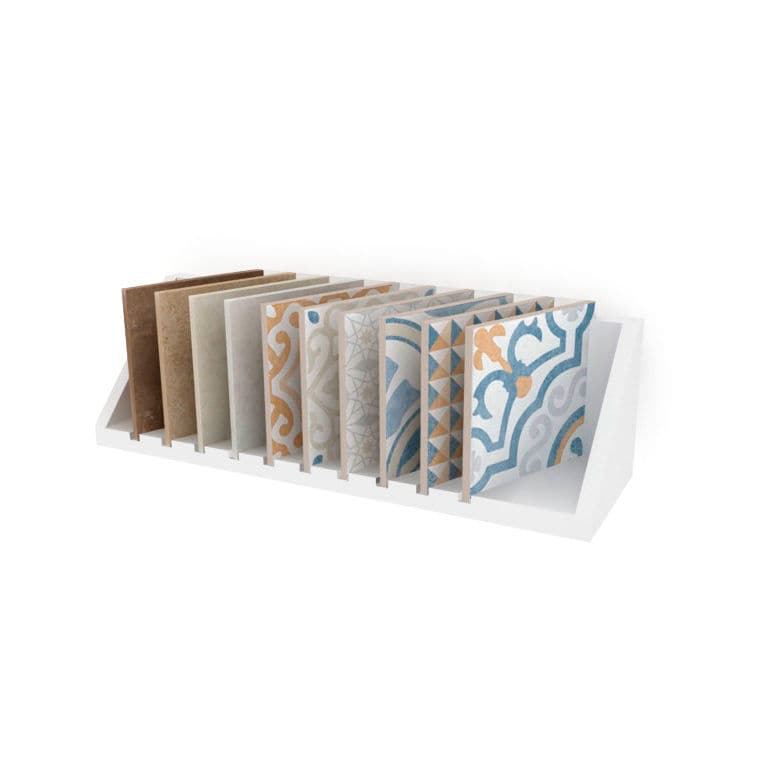 Wall-mounted tile display rack - RACK 3 - INSCA - wooden / for shop