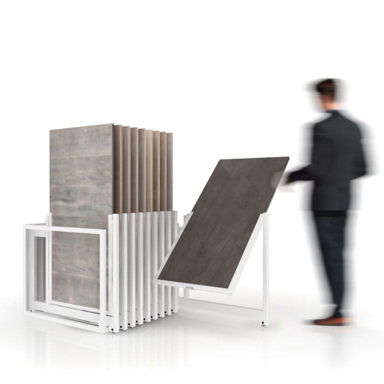 Wooden tile display rack - COLORADO 10P - INSCA - on casters / for shop