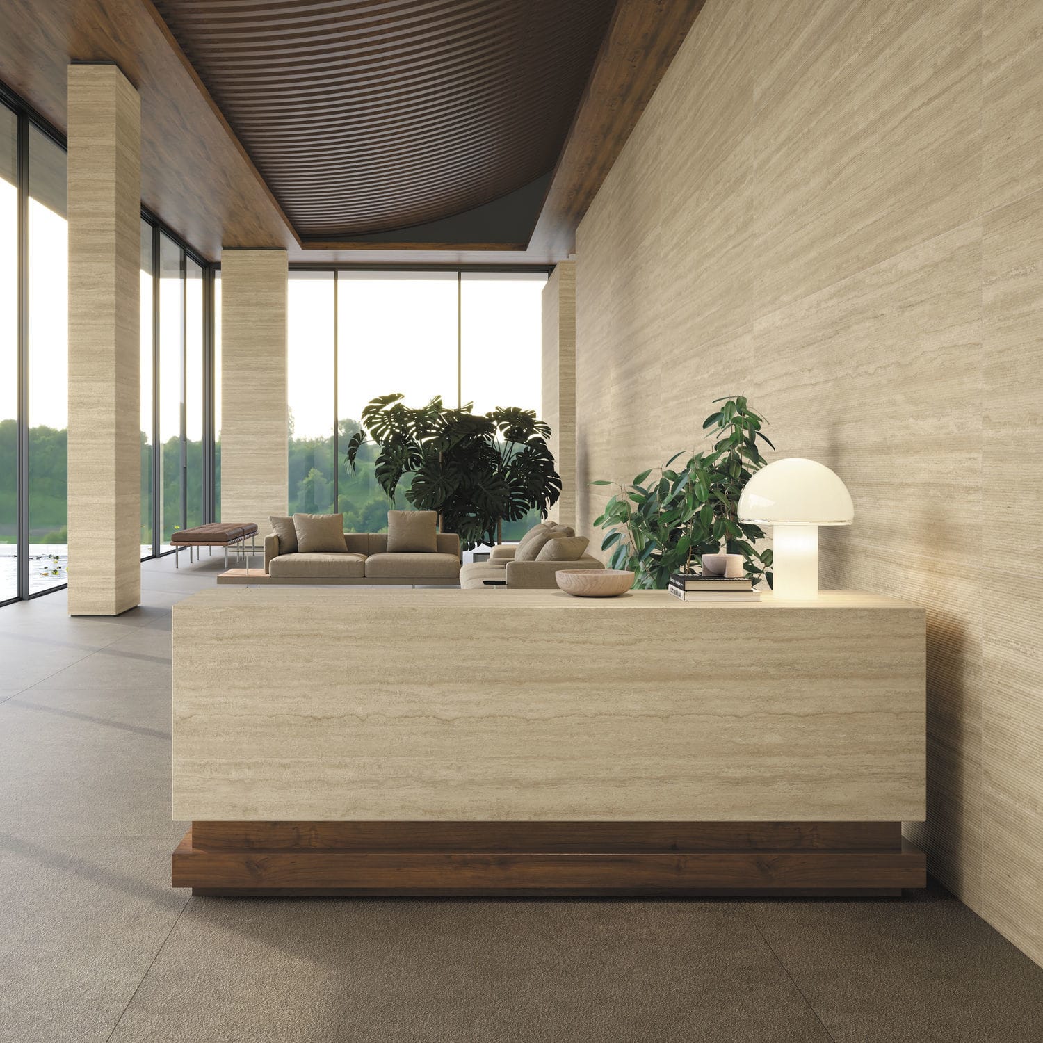 Interior panel - TRAVERTINO NOCE BOCCIARDATO - LAMINAM - wall / for ...
