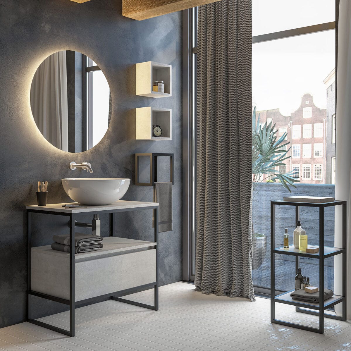 Metal washbasin stand - URBAN STRUTTURA 01 - LEGNOBAGNO - ceramic