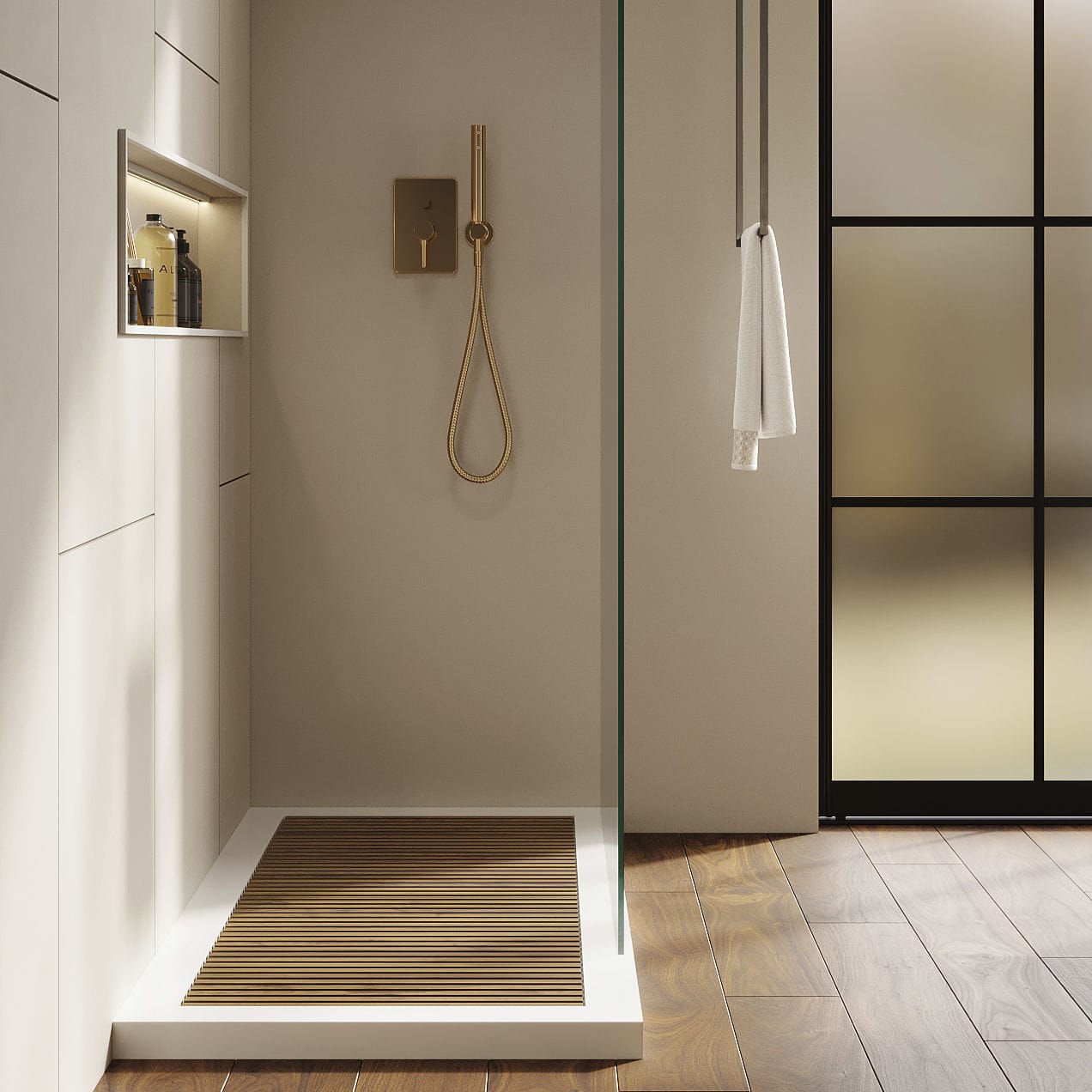 Rectangular shower base - ONE SHOWER - MOMA DESIGN - raised / wooden ...
