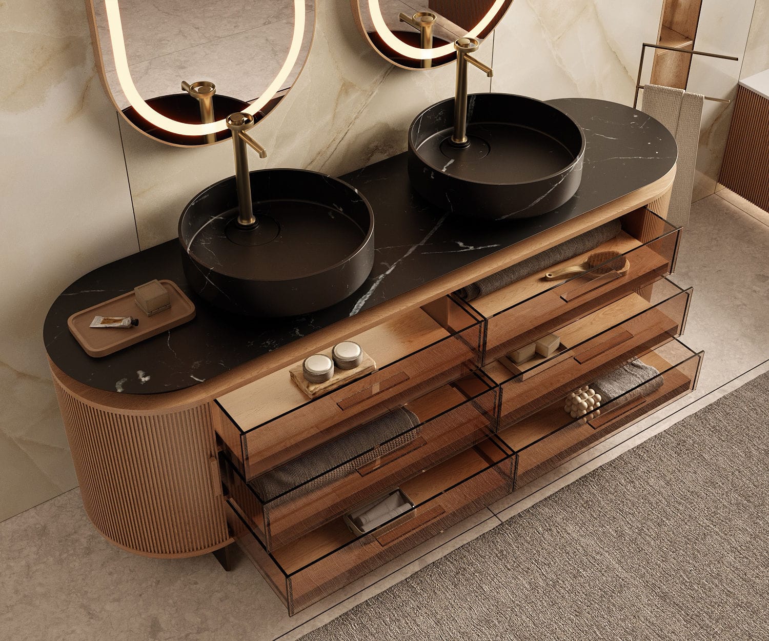 Double washbasin cabinet - ECLECTIC GLASS - MOMA DESIGN - free-standing ...