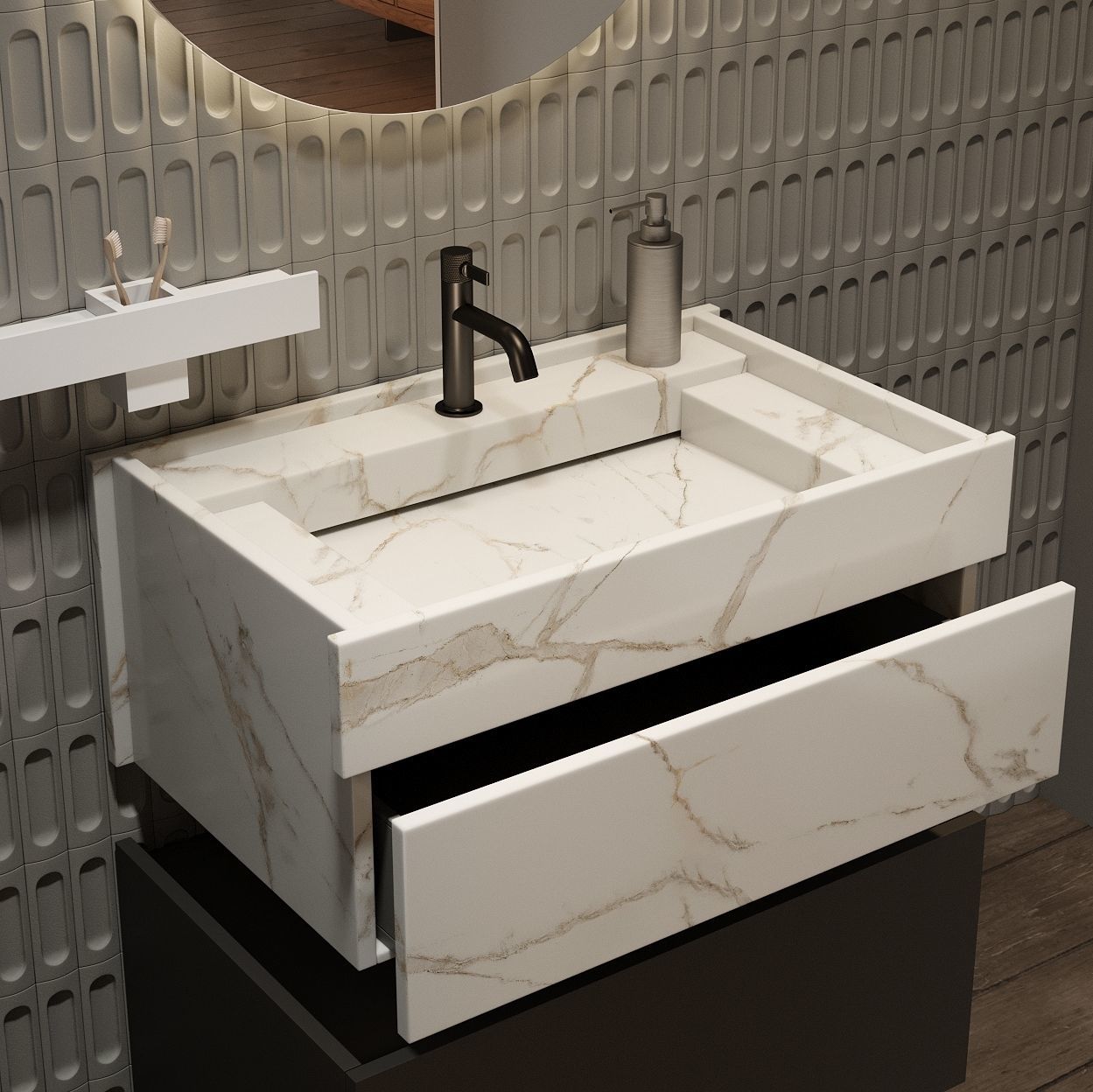 Wall-mounted washbasin - HEDONIST - MOMA DESIGN - Solid Surface ...