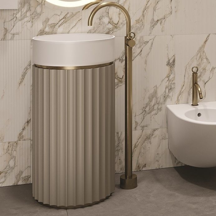 Free-standing washbasin - PARIS TOWER - MOMA DESIGN - Corian® / marble ...