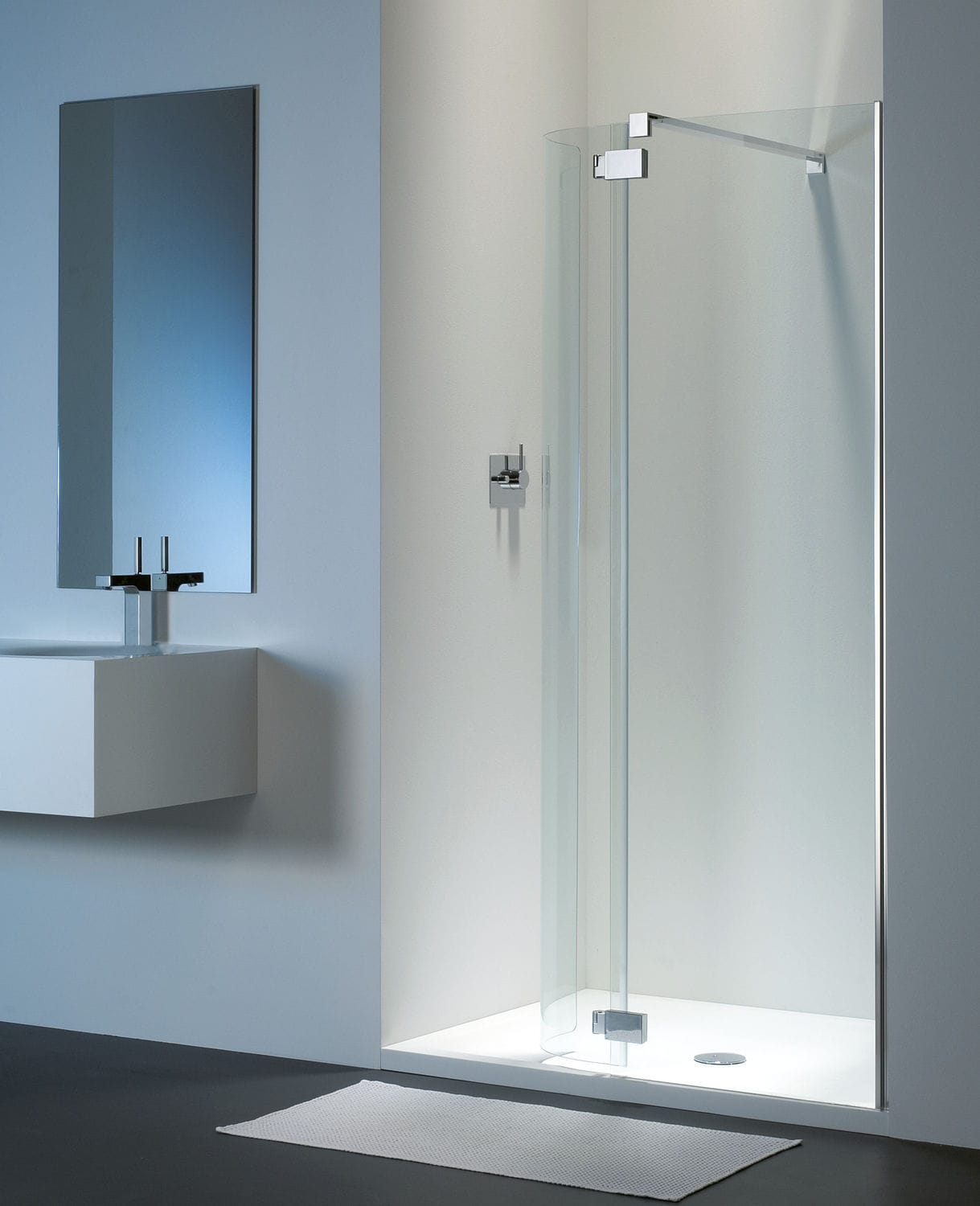 Walk-in shower cubicle - MV - PROVEX - glass / aluminum / with hinged door