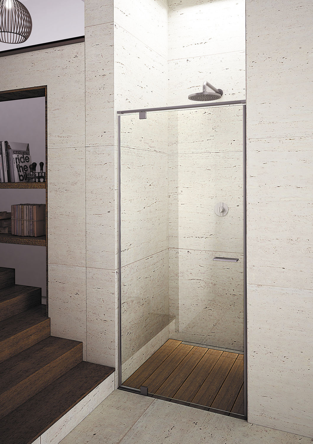 Glass shower cubicle - IUN-1 - PROVEX - stainless steel / aluminum ...