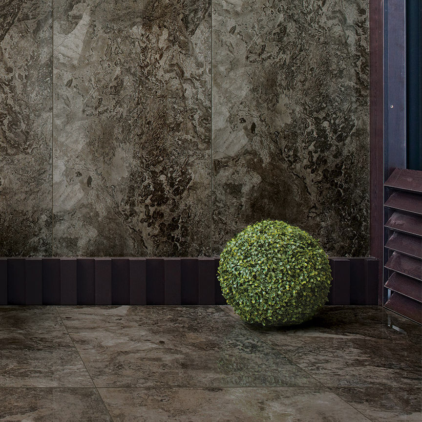 Porcelain stoneware tile - FOSSIL - SERANIT - polished / indoor / outdoor