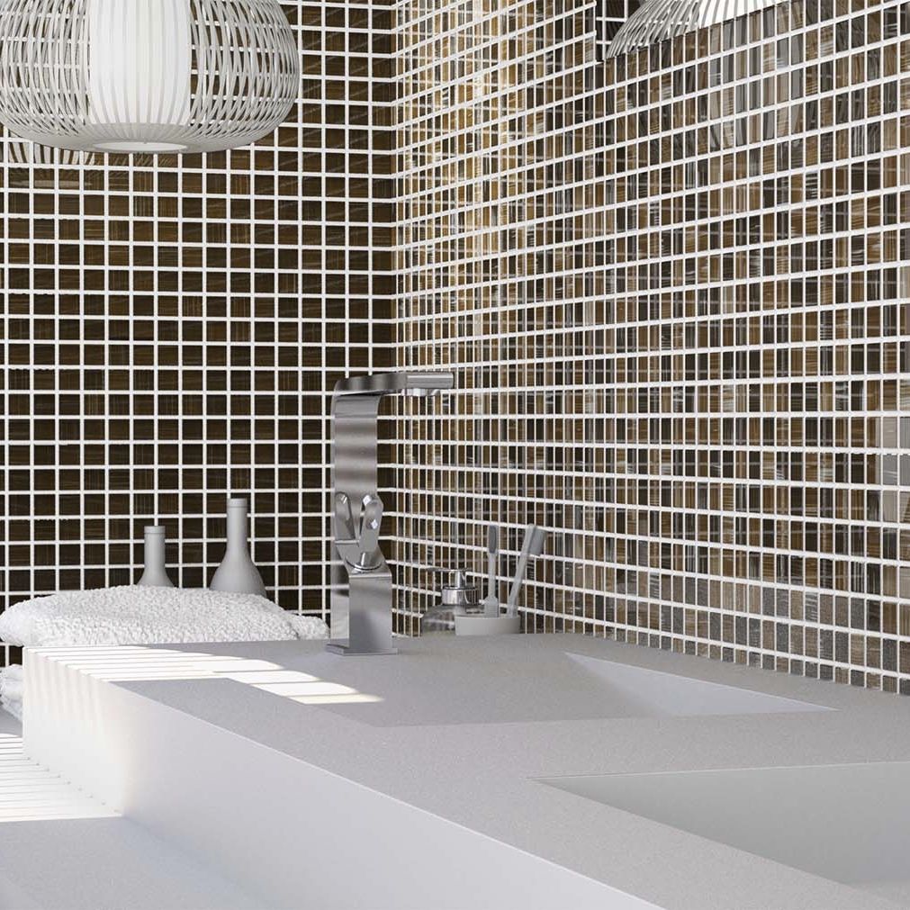 Porcelain stoneware mosaic tile - GARONNE - TERRACOTA - high-gloss ...