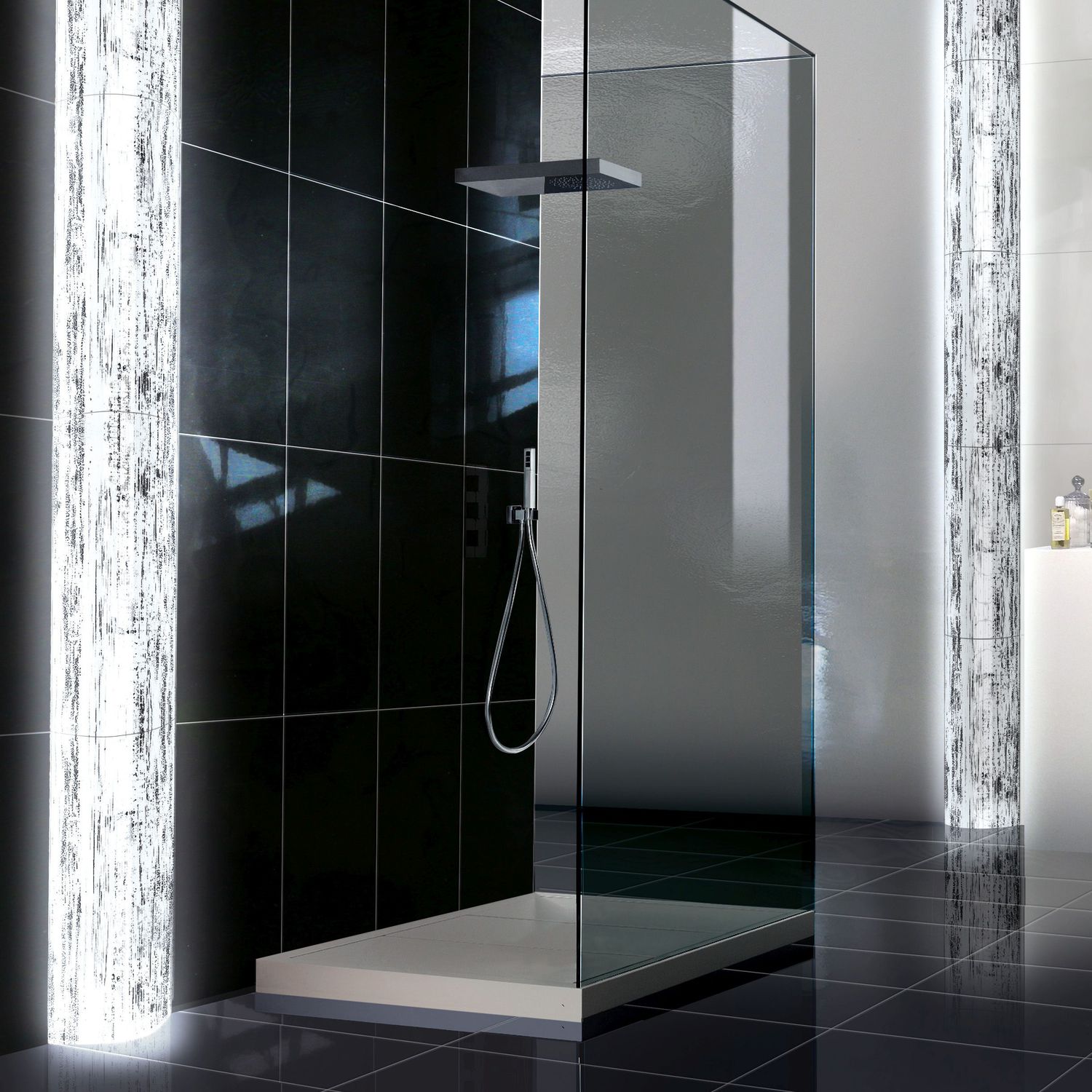 Bathroom tile - ELEMENTS : ARKO LIGHT VISION - VETROVIVO - wall / glass ...