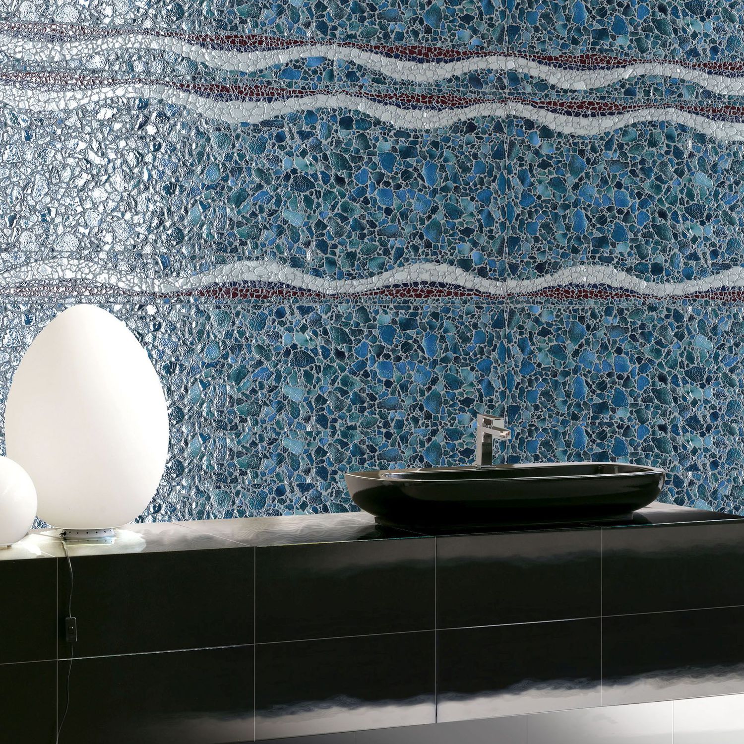 Bathroom mosaic tile - BROOK : WAVE - VETROVIVO - wall / glass / other ...