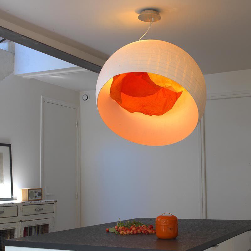 Pendant lamp - COQUILLE D'OEUF - CÉLINE WRIGHT - steel / Japanese paper ...