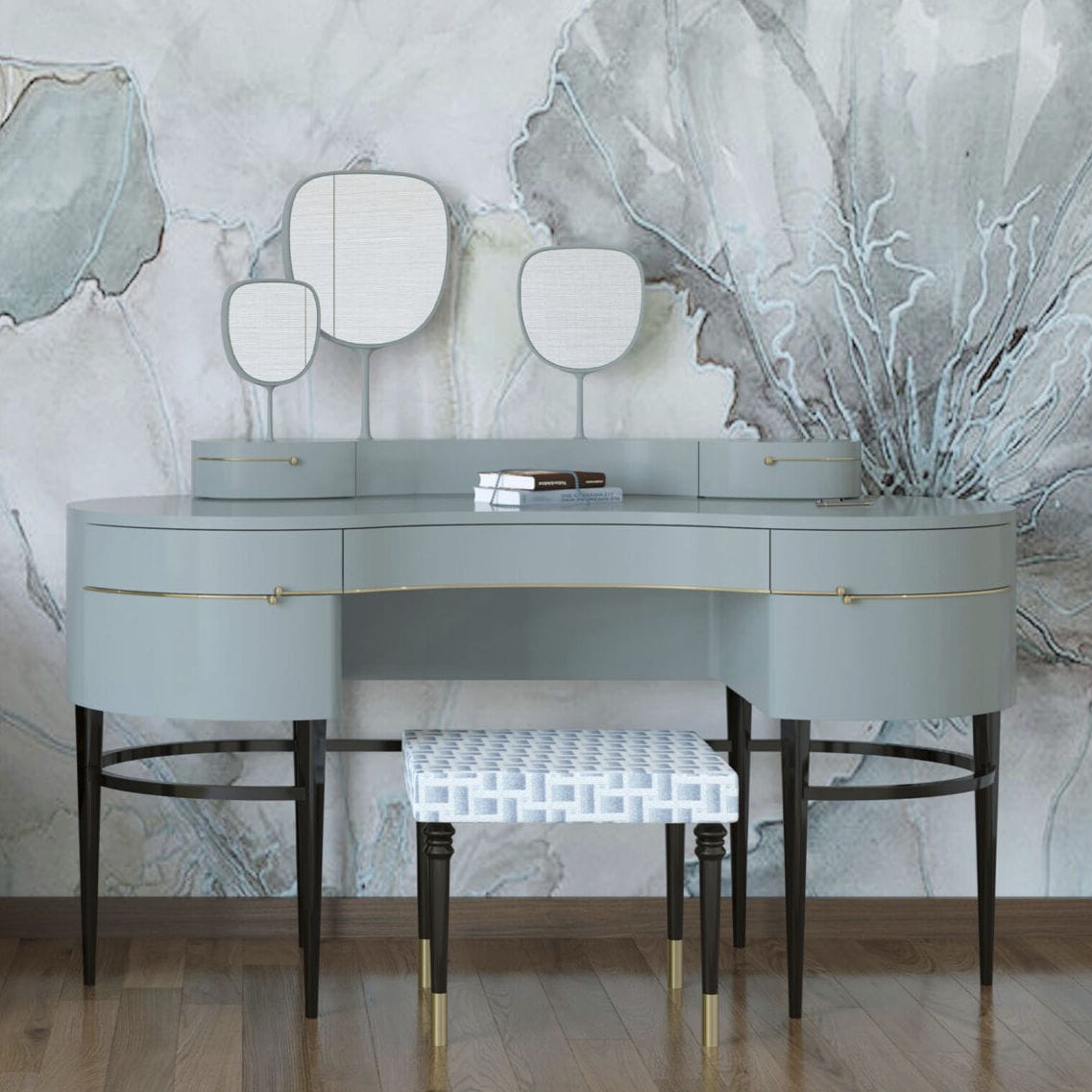 Contemporary dressing table - Beatrice - Jetclass - wood veneer / polished stainless steel ...