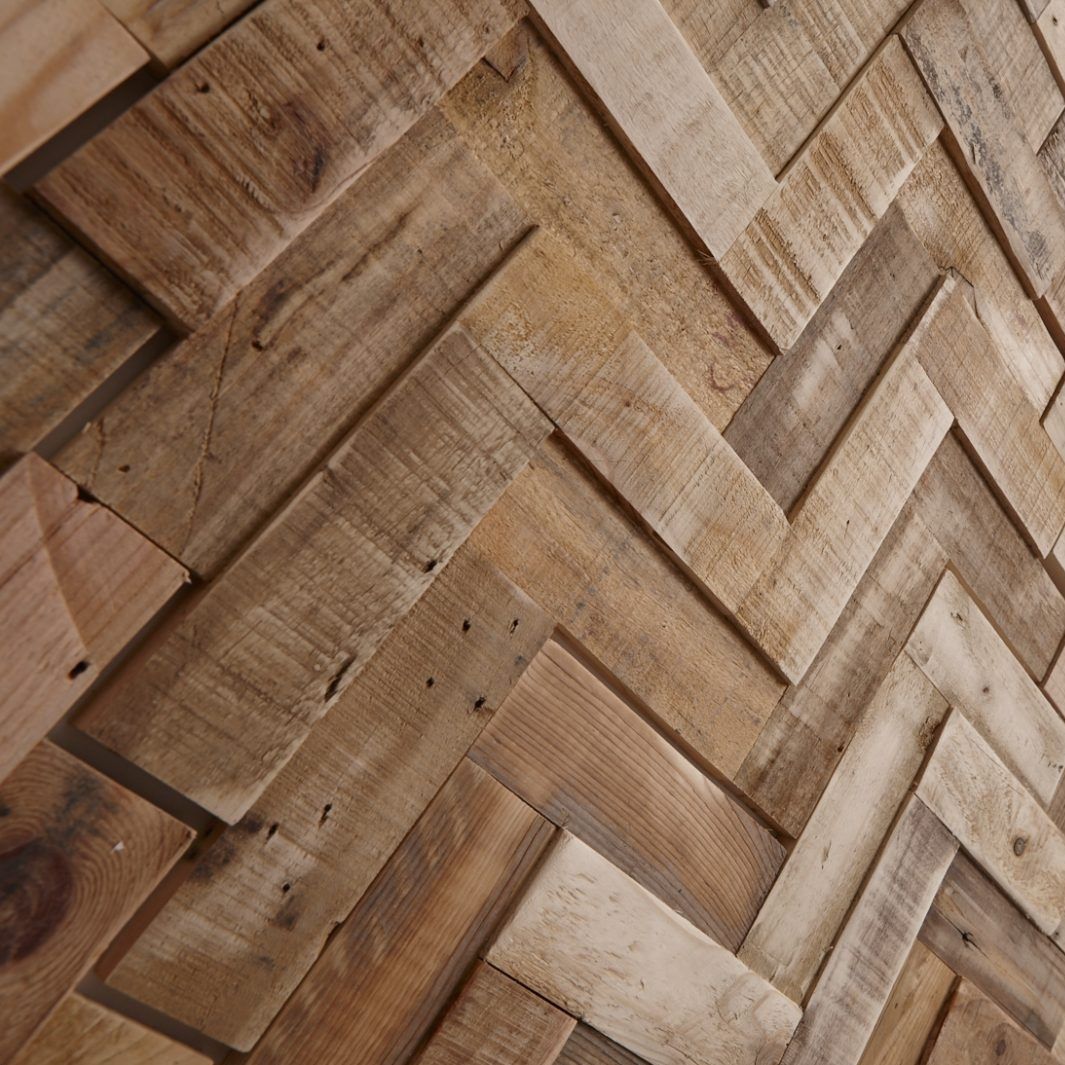 Indoor wall cladding panel - Herringbone Salvaged Pine - WONDERWALL ...