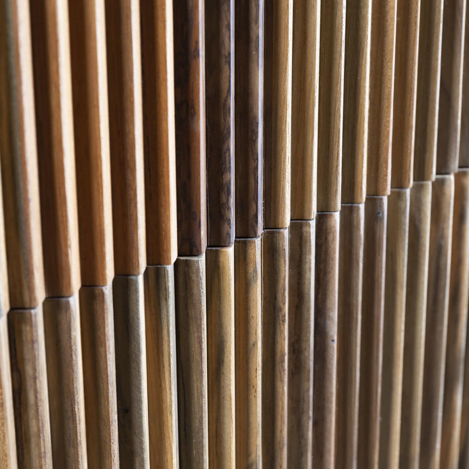 Reclaimed teak decorative panel - MEADOW - WONDERWALL STUDIOS - for interior / textured / grooved