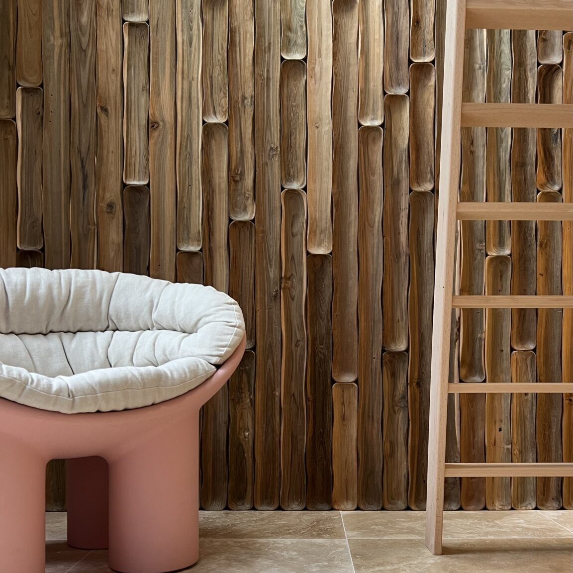 Wall-mounted decorative panel - Wicker Teak - WONDERWALL STUDIOS - cover / for interior ...