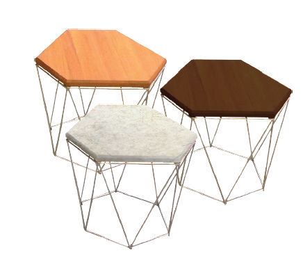 Contemporary side table - FACET ROCK - PLATO - teak / pentagonal / home
