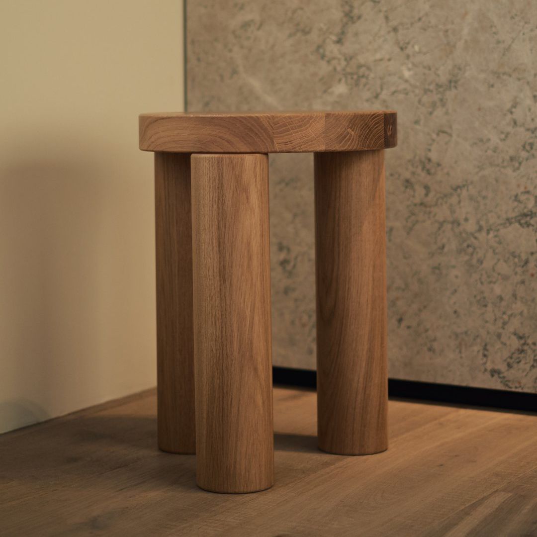 Contemporary stool - OFFSET - Resident - oak