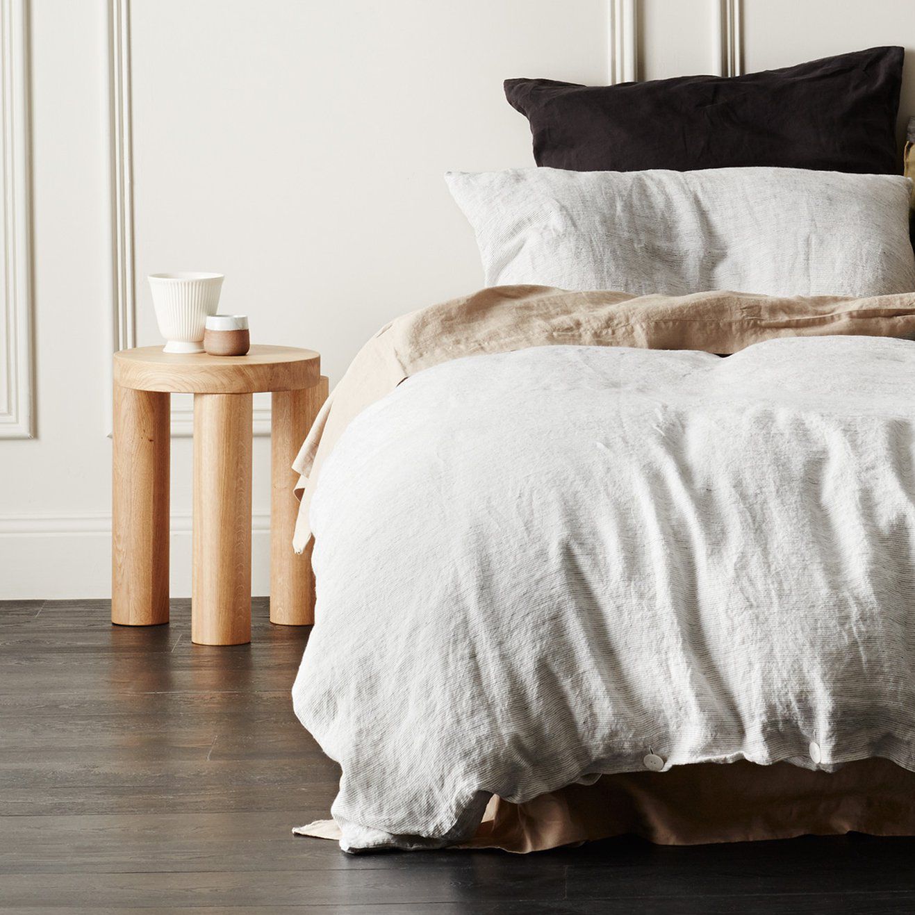 Contemporary side table - OFFSET - Resident - oak / round / home